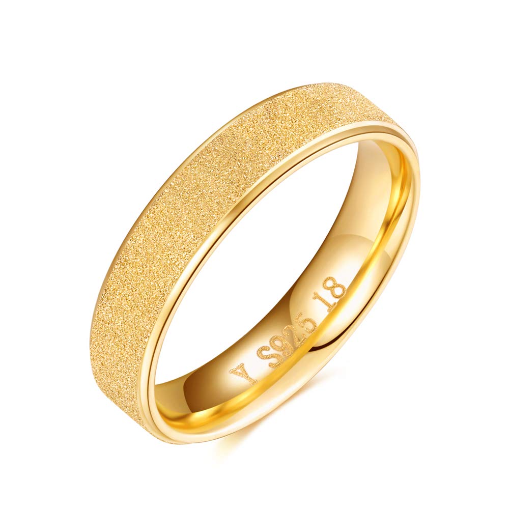 AVECON 18k Gold Plated Sterling Silver Matte Finish Scrub Ring for Women Size 7
