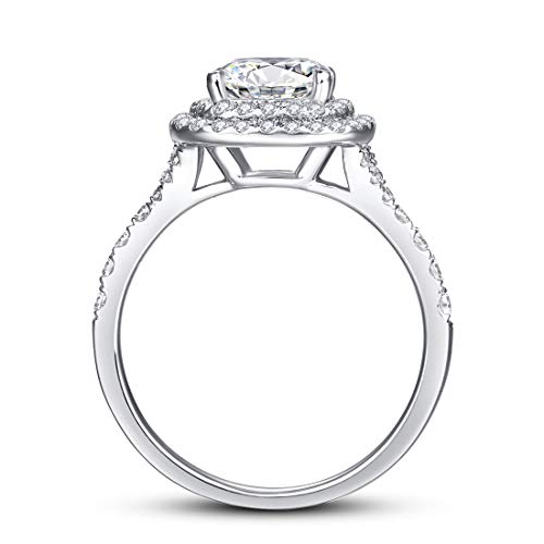AVECON 3 Carat Cushion Cut Engagement Rings Cubic Zirconia Wedding Rings 925 Sterling Silver Solitaire Wedding Ring for Women Size 8