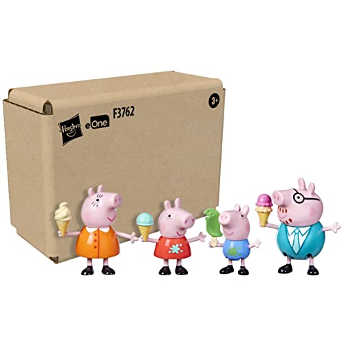 Peppa Pig Family Ice Cream Adventure - 4-Pack Toy Figures with Treats, Ages 3+