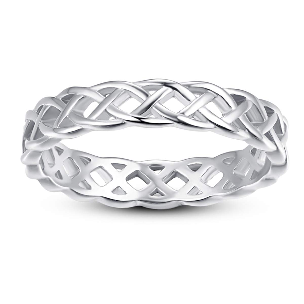AVECON 4mm 925 Sterling Silver Cletic Knot Rings Simple Rings Statement Ring for Women Size 8