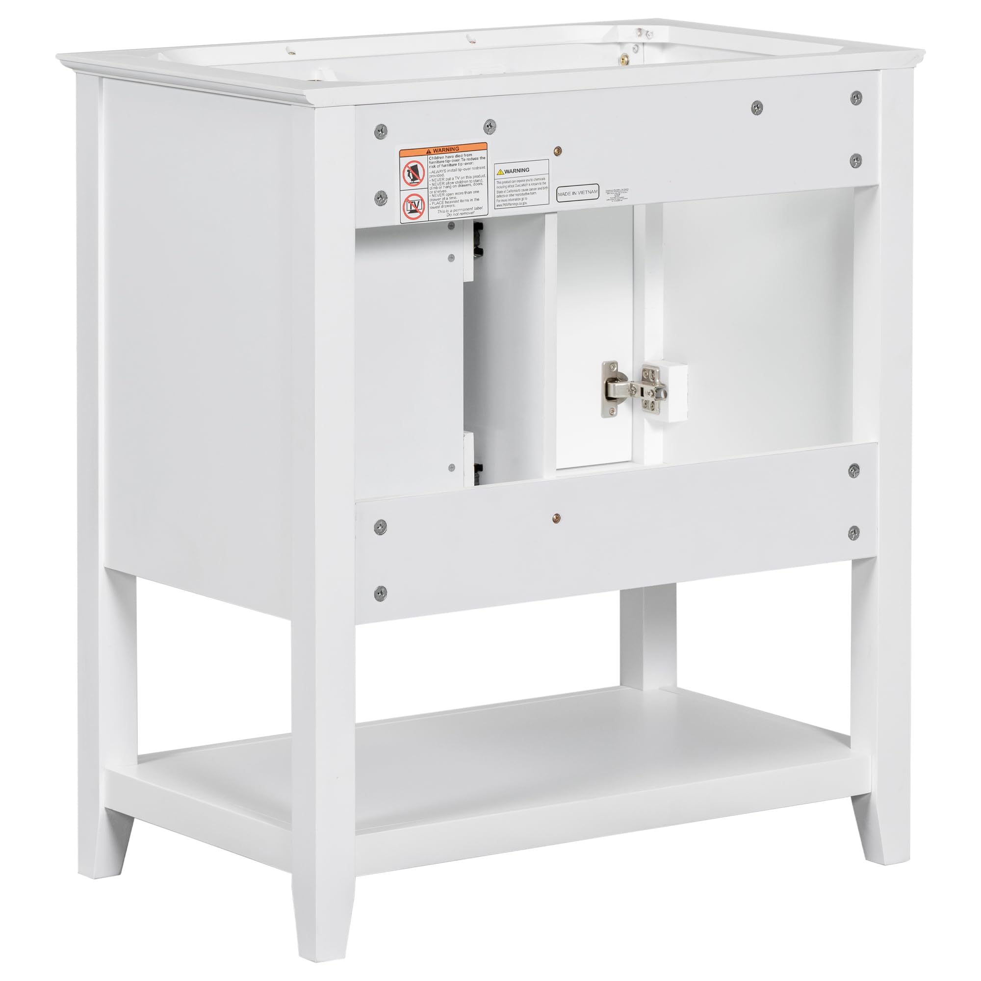 Ataucjin 30" Bathroom Vanity with Ceramic Sink Top, Solid Wood Bathroom Storage Cabinet Bath Vanity with Two Tiers Drawer and Soft Closing Doors(Delivery in Two Boxes)