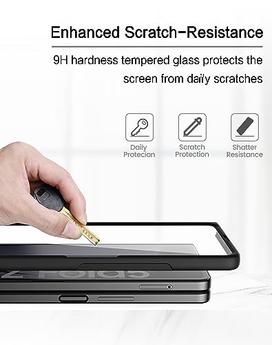 Cresee Case for Samsung Galaxy Z Fold 5 (2023) with Built-in Cover Screen Protector & Hinge Protection, Slim Hard PC + PU Protective Phone Case for Galaxy Z Fold5 5G - Lavender