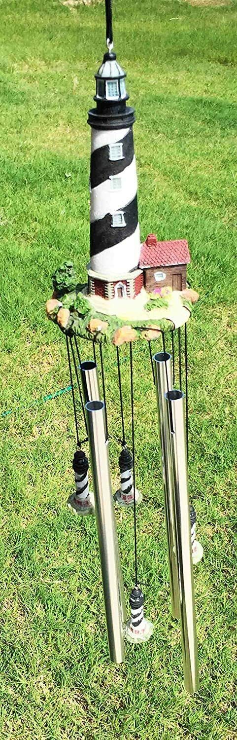 New Cape Hatteras Black White Spiral Bands Lighthouse Garden Patio Wind Chime Mobile AI-3658STAT Unique Home Décor Birthdays InnaBest