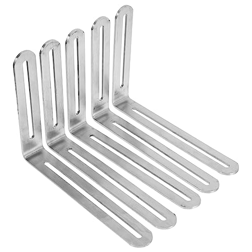 CRILSTYLEO 5pcs L-Shaped Gusset with Groove Angle Brackets for Wood Shelf Brackets for Shelves Wire Rack Shelving Corner Shelves Stainless Steel Shelves Shelf Support Bracket Shelf Bracket