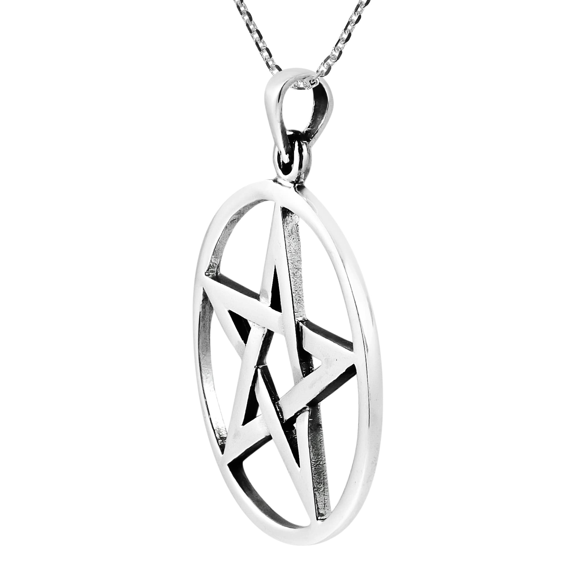 AeraVida Unisex Ancient Cool Mystical Star Pentagram Casual Accessory .925 Sterling Silver Pendant Necklace