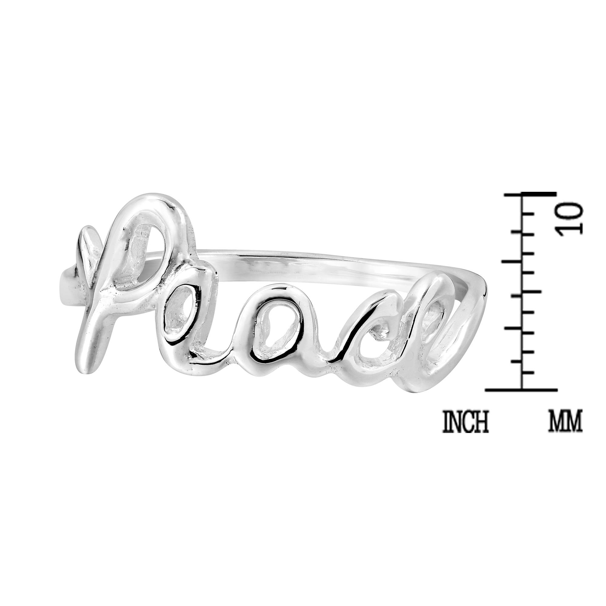 AeraVida Unyielding Message of Peace .925 Sterling Silver Ring | Minimalist Peace Message Silver Ring for Women | Motivational Word Ring | Anniversary Jewelry Gift (8)