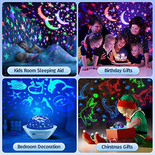 One Fire Night Light for Kids, 48 Lighting Modes Star Lights for Bedroom, 360° Rotating+3 Films Baby Night Light Projector, USB Rechargeable Kids Night Lights for Bedroom, Star Lights for Room Decor
