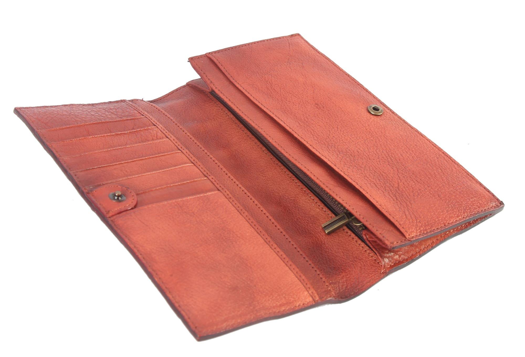 Diophy Genuine Leather Solid Chocolate Style Snap Wallet 8306