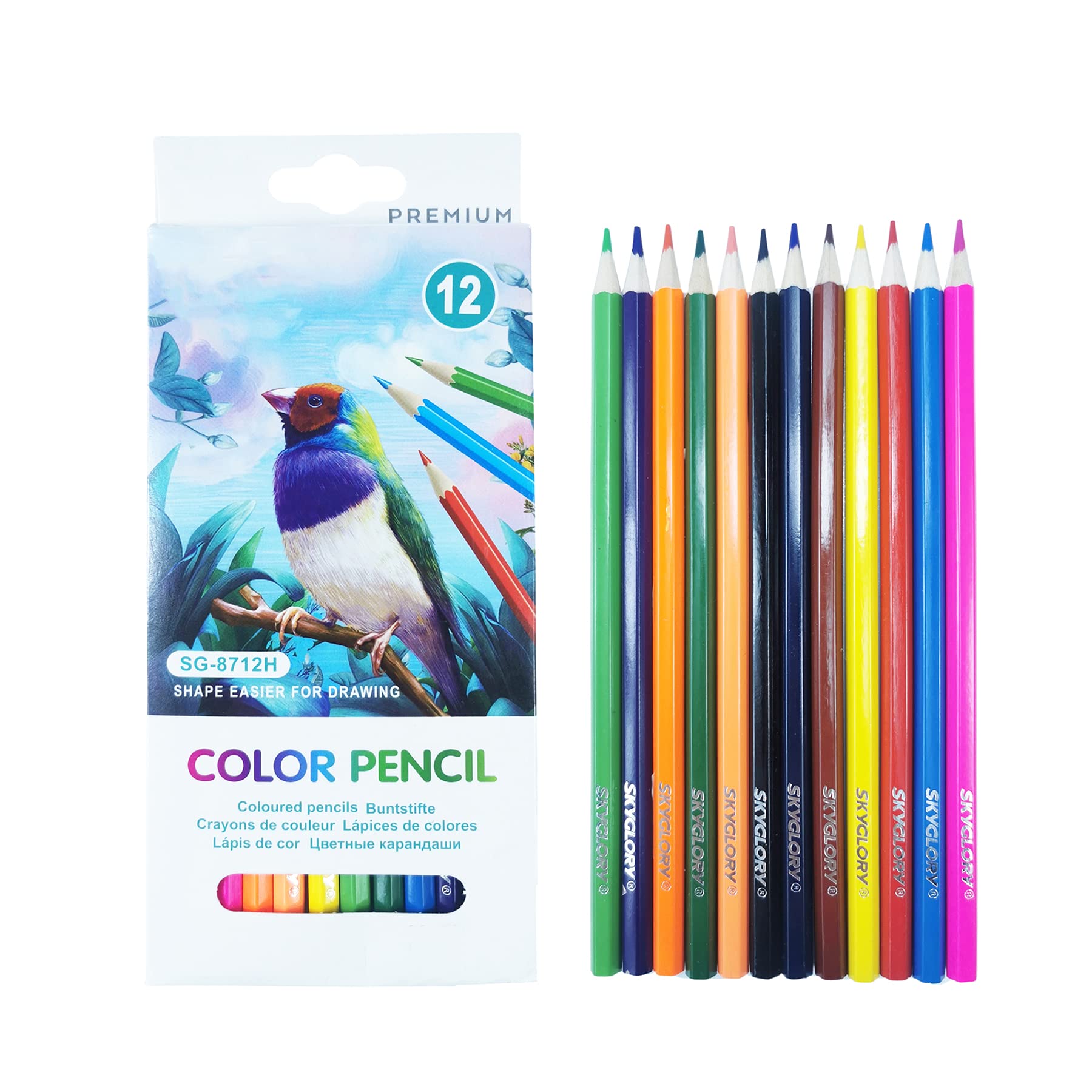 Seedrulia Professional Colored Pencils, Premium Soft Core 12 Unique Colors No Duplicates Color Pencil Set for Adult and Kids Coloring Books, Artist Drawing, Crafting, Shading, Gradation, Line Art (12)