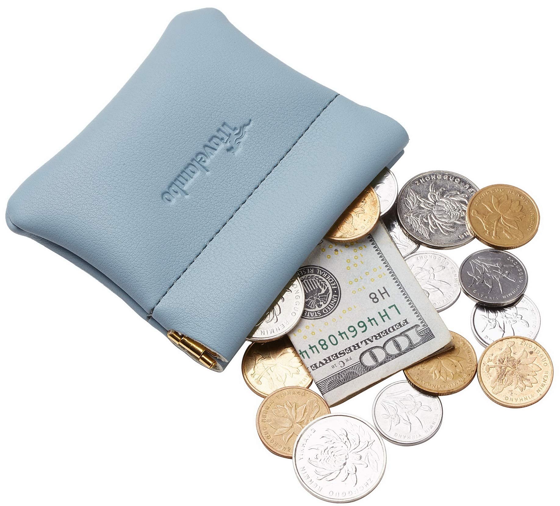 Travelambo Womens Multi Card Case Wallet & Leather Squeeze Coin Purse