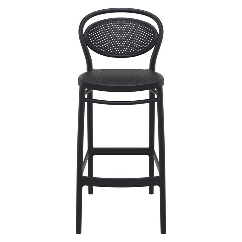 Home Square Contemporary Resin Indoor Outdoor Bar Stool in Black - Set of 2