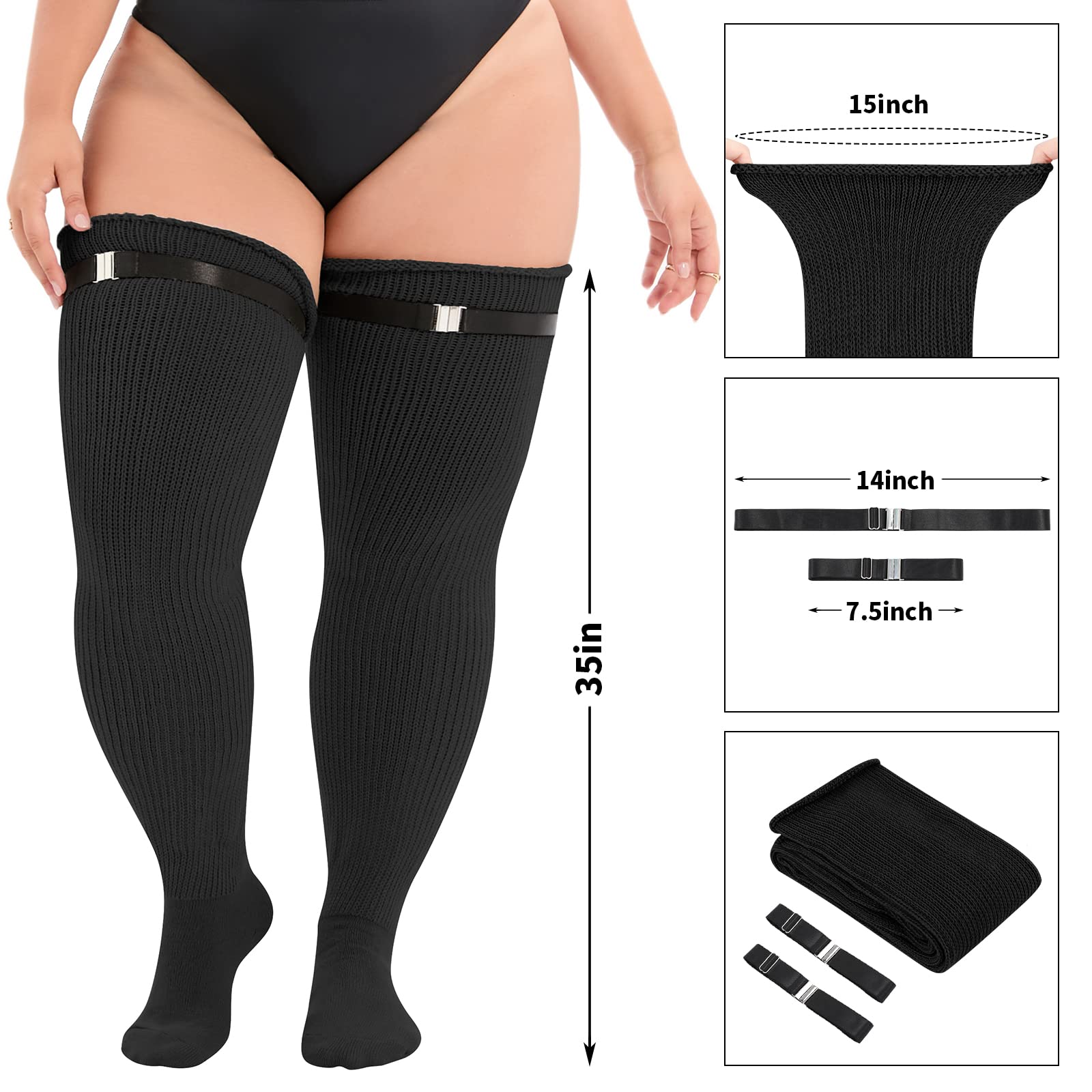American Trends Christmas Socks Womens Plus Size Thigh High Socks Knee High Socks, Plus Size Stockings Leg Warmers Red