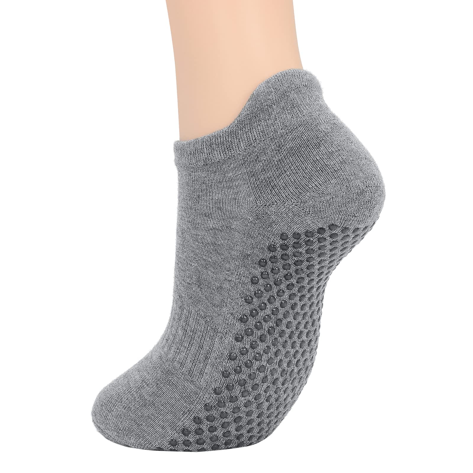 American Trends Women's Non Slip Ankle Socks, Grey-1 Pair, Grip Socks for Running, Yoga, Pilates, Hospital Slipper, Compression, 1 Pair