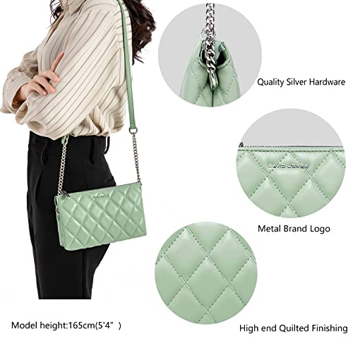 DAVIDJONES Faux Leather Hobo Purse and Wallet set for women Quilted Top Zip Crossbody Bag