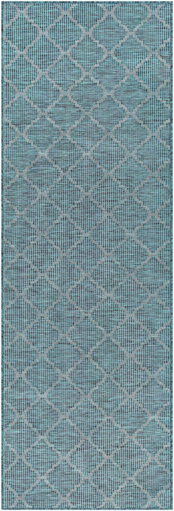 Mark&Day Outdoor Rugs, 2x7 Bussum Traditional Indoor/Outdoor Teal Runner Area Rug, Non Shedding Blue Grey Carpet for Patio, Porch, Deck, Bedroom, Living Room or Kitchen (2'6" x 7'3" Runner)