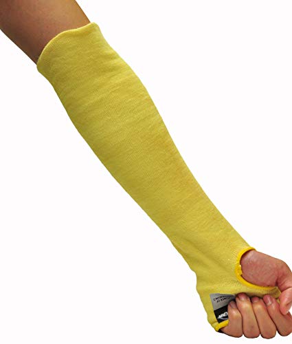 G & F 58123-6 100% Kevlar 18-Inch Cut Resistant Knit Sleeve with Thumb Hole, Yellow, Sold by 6-piece pack