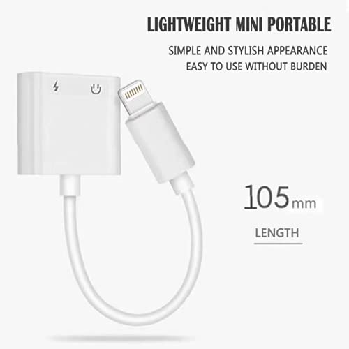 DCNETWORK iPhone Headphones Adapter 2 in 1 Dual Lightning Charge Cable Aux Adapter Converter Charging+Call+Music Control Compatible with iPhone 12/11/XS/XR/X/8/7(2 Pack)