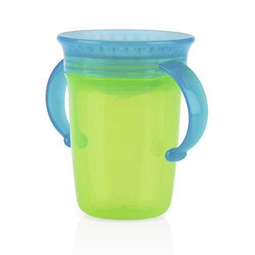 Nuby Plastic 1pk No Spill 2-Handle 360 Degree Wonder Cup - Colors May Vary, Red/Green/Pink/Aqua/Purple/Orange