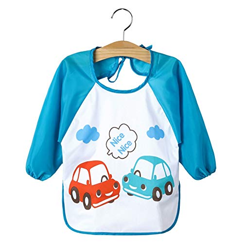 HAIMOBURG Set of 5 Color Long Sleeved Baby Bibs Toddler Waterproof Sleeved Bib 9-36 Months