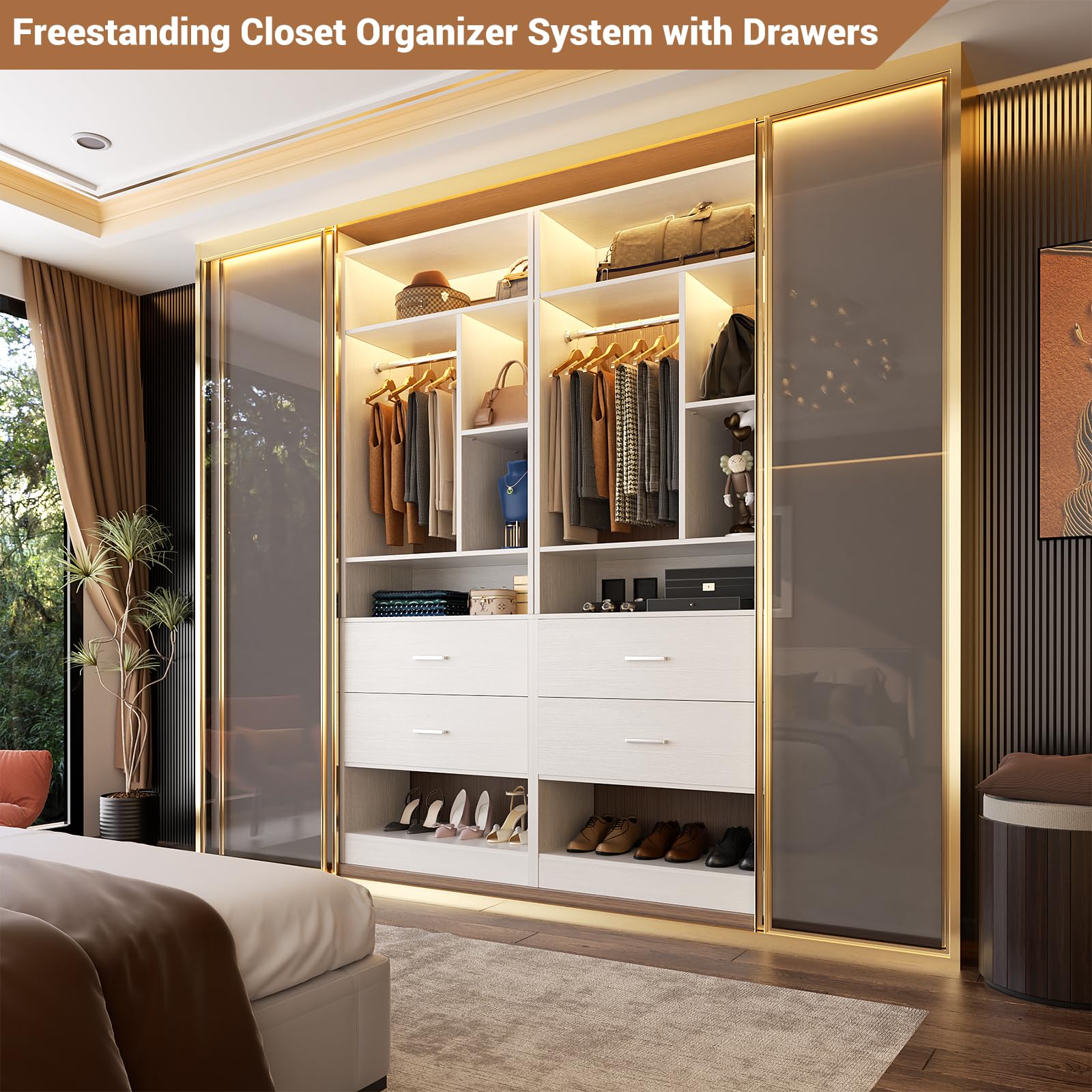Besiost Closet System with 2 Drawers, White