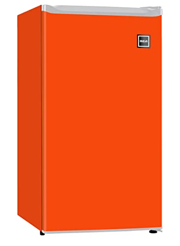 ARCTIC CHEF Mini Refrigerator-Freezer Compartment-Adjustable Thermostat Control-Reversible Doors-Ideal for Dorm, Office, RV, Garage, Apartment-ORANGE, 3.2 CU.FT
