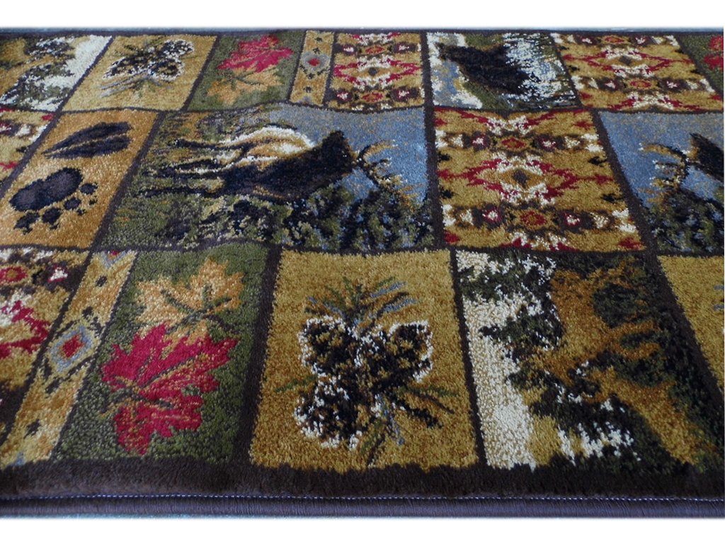 Area Rug Runner Wildlife Bear and Elk Scene (2 Feet 2 Inch X 7 Feet 2 Inch)