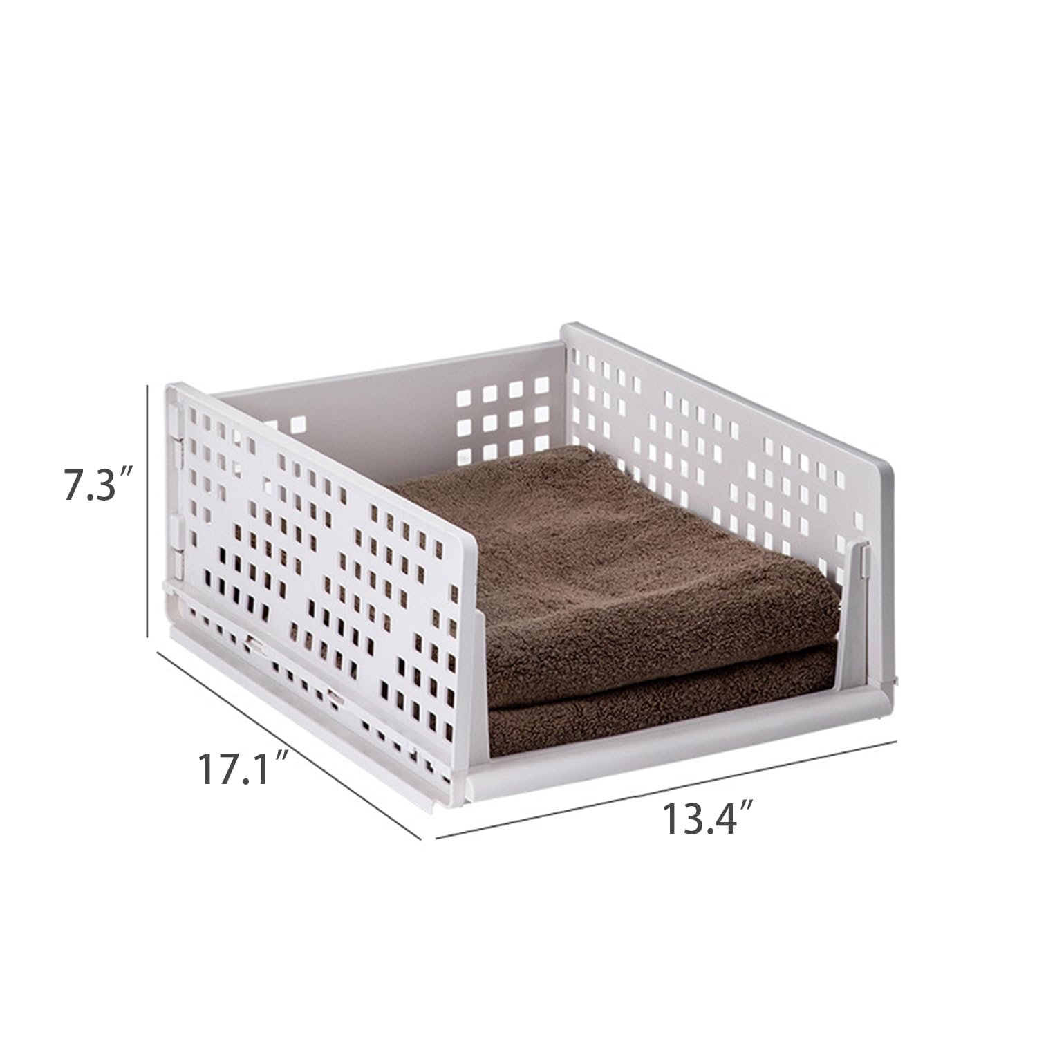 Folding and Stackable Storage Shelf | Foldable Drawer Organizer | Closet Wardrobe Organizer, Set of 4, White