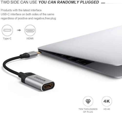 QGeeM USB C to HDMI Adapter 4K Cable, USB Type-C to HDMI Adapter [Thunderbolt 3/4] HDMI Adapter for Laptop MacBook Pro/Air, iPhone15 Pro max, Dell XPS, HP.Pixelbook, Thinkpad,Surface,Ipad Pro etc.