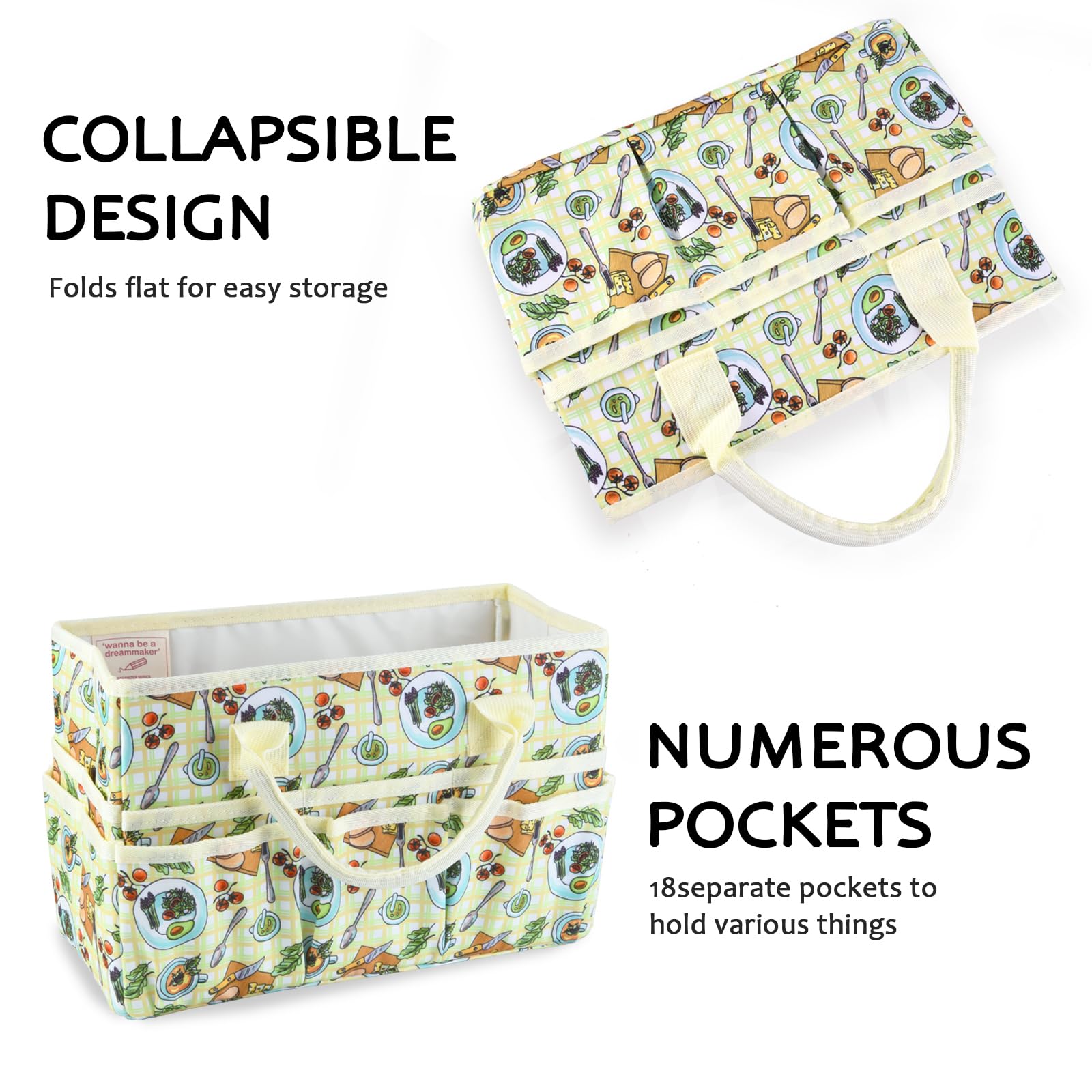 qianshan Craft Organizer Bag with Multiple Pockets, Large Art Storage Caddy with Handles for Art, Craft, Sewing, Make-up,Scrapbooking, Medical, and Office Supplies Storage.Yellow Lunch