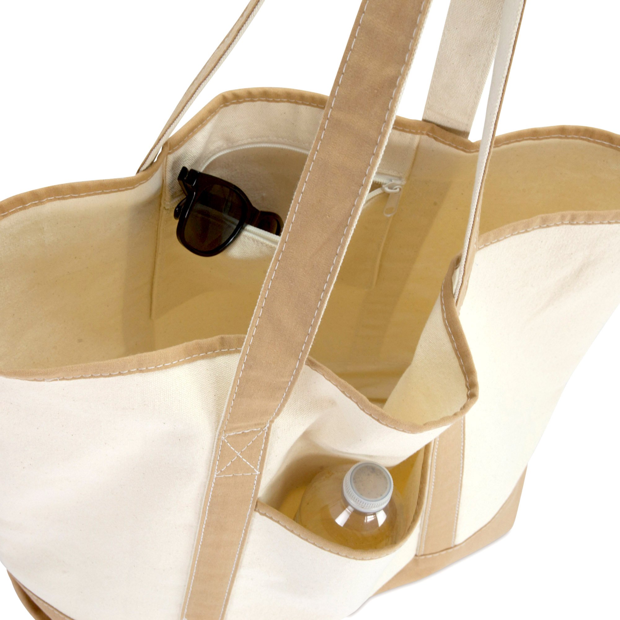 DALIX Women's Natural Tote Bag Shoulder Bags Brown With Monogram Letter T