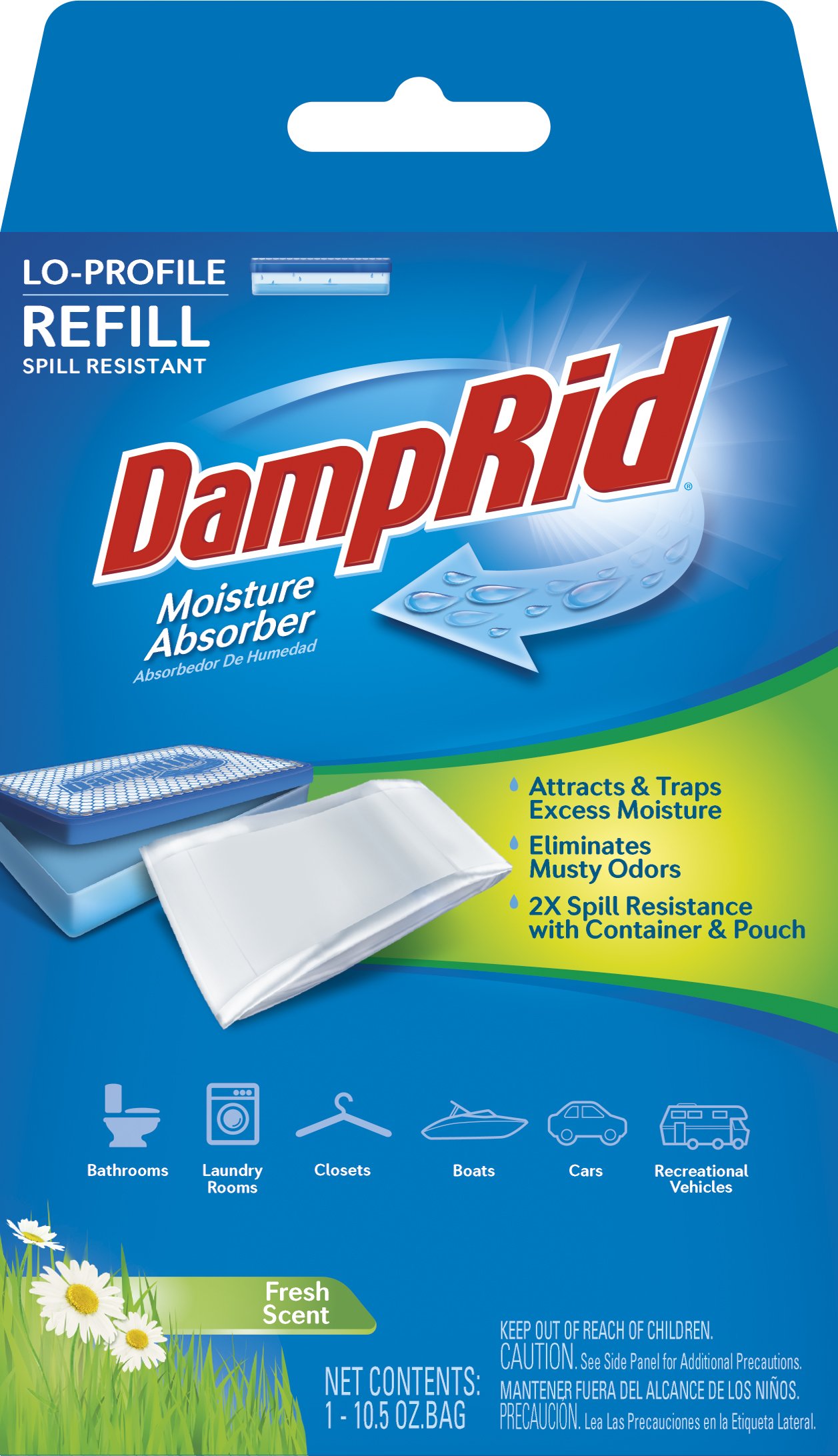 DampRid FG46 Lo-Profile Refill Moisture Absorber, 1, Fresh Scent