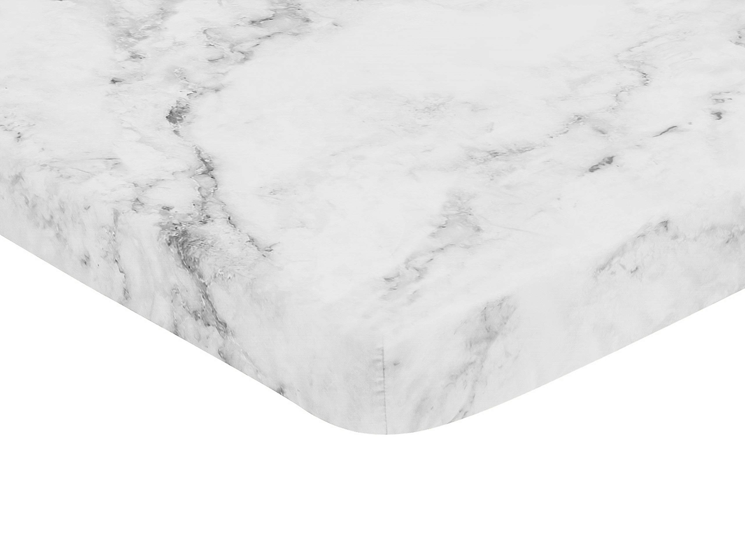 Sweet Jojo Designs Grey, Black and White Baby Boy or Girl Unisex Fitted Mini Portable Crib Sheet for Marble Collection - for Mini Crib or Pack and Play ONLY