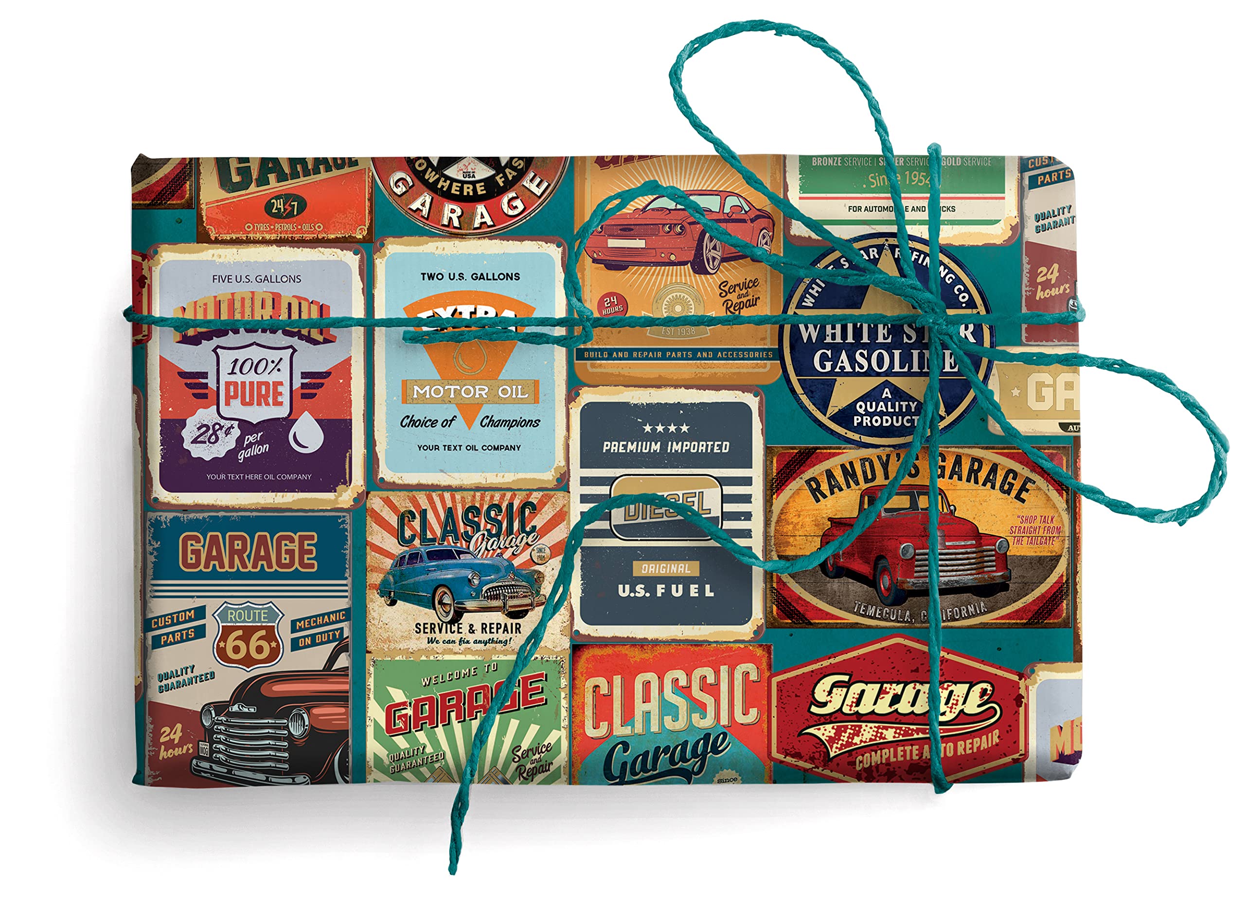 arkamii premium wrapping paper set of 4 sheets size 34 x 25 inch garage cars man (18-9226)