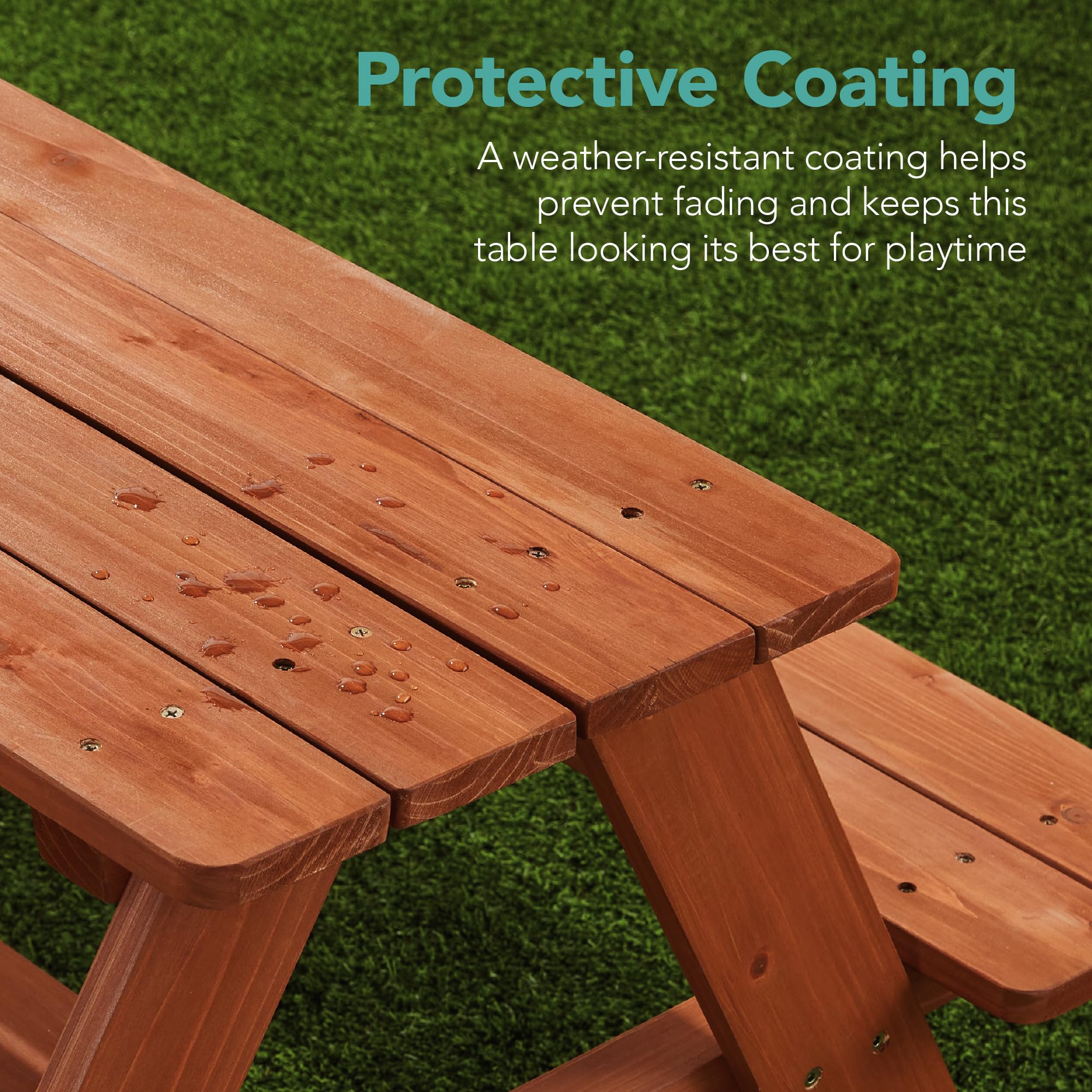 Best Choice Products Kids Wooden Picnic Table, Outdoor Activity & Dining Table w/Adjustable Collapsible Umbrella, Built-in Seats - Golden Brown/Navy