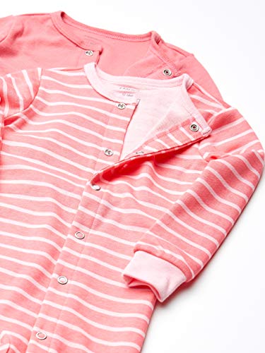Hanes baby girls Ultimate Flexy 2 Pack Sleep and Play Suits Layette Set, Dark Pink Stripe, 18-24 Months US