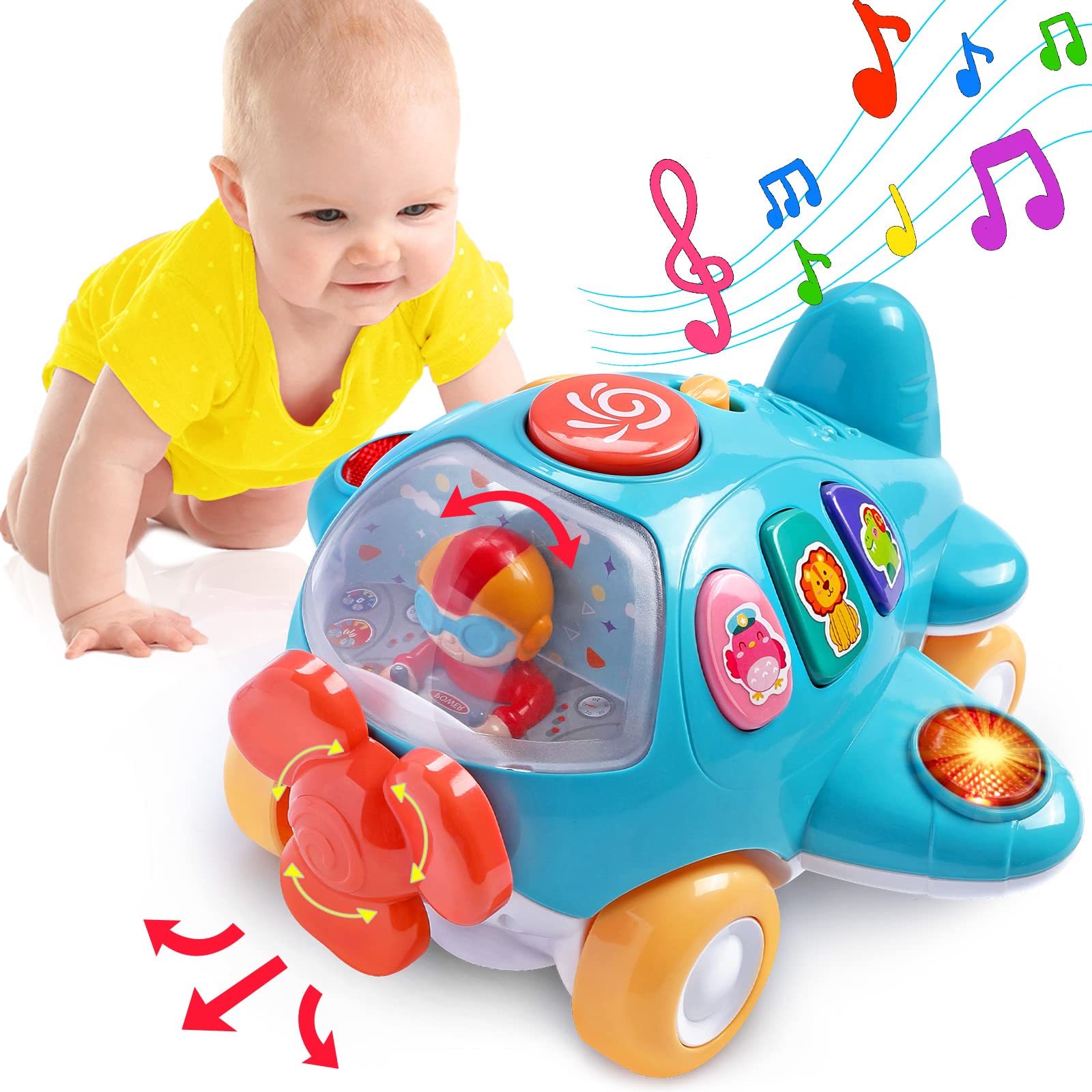 OCATO Baby Toys for 1 Year Old Boy Girl Gifts Crawling Infant Baby Toys 12-18 Months Interactive Light Up Baby Musical Toys for Toddlers 1-3 Learning Airplane Toys Gifts for 1 2 3 Year Old Boys Girls