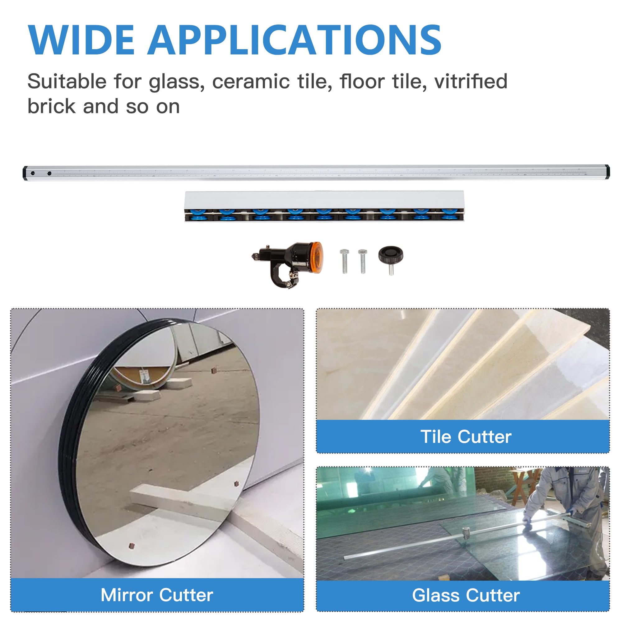 awagas Glass Tile Cutter, 90cm (35.43 in) Large T-Shaped Glass Cutting Tool, Glass Cutting Tools with Accurate Scales, Straight Cutter for Glass Ceramic Tile Vitrified Brick of 3-12mm with Auto Oiling