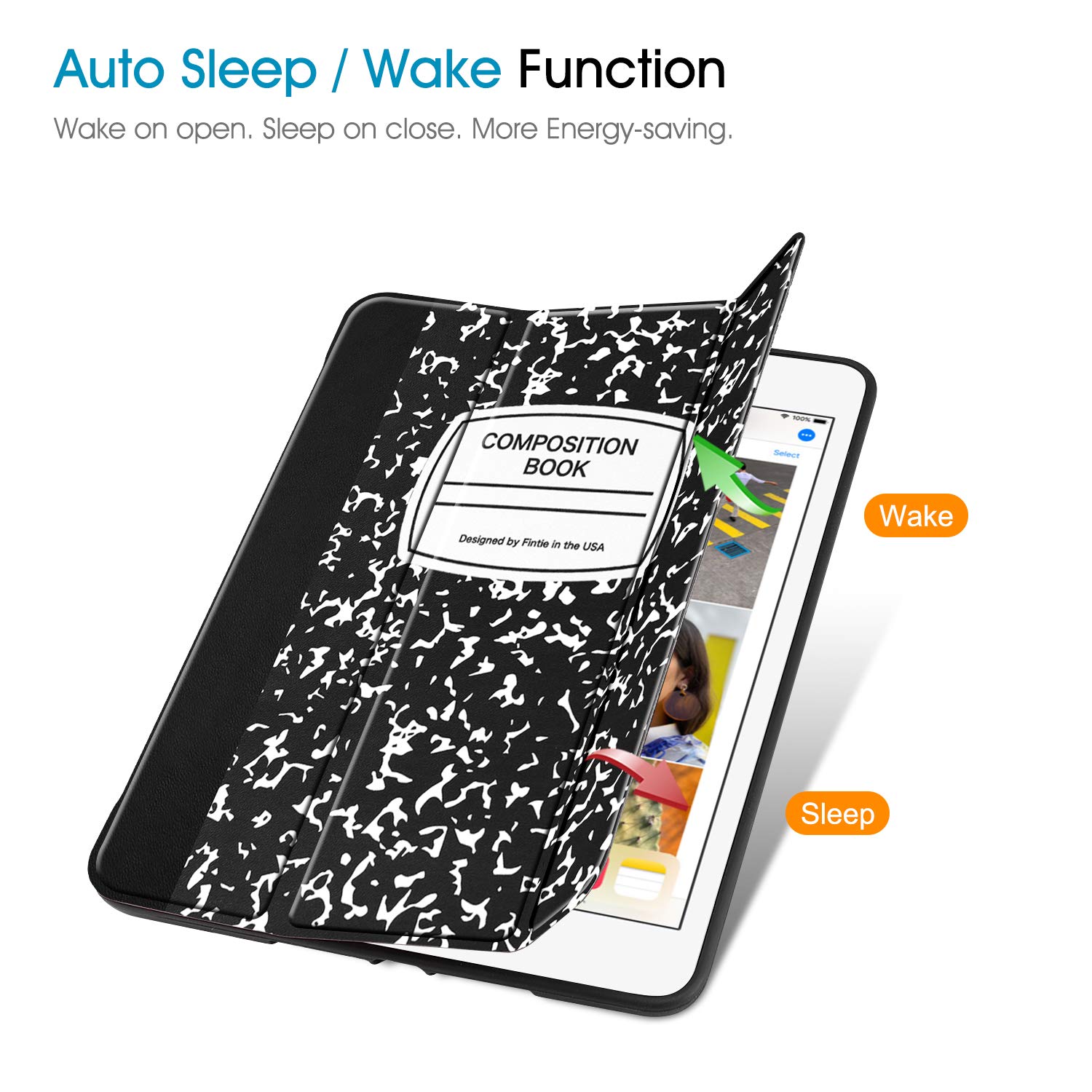 Fintie Case with Pencil Holder for iPad Mini 5 2019 - [SlimShell] Lightweight Soft TPU Back Protective Smart Stand Cover with Auto Wake/Sleep for iPad Mini 5th Generation 7.9", Composition Book Black