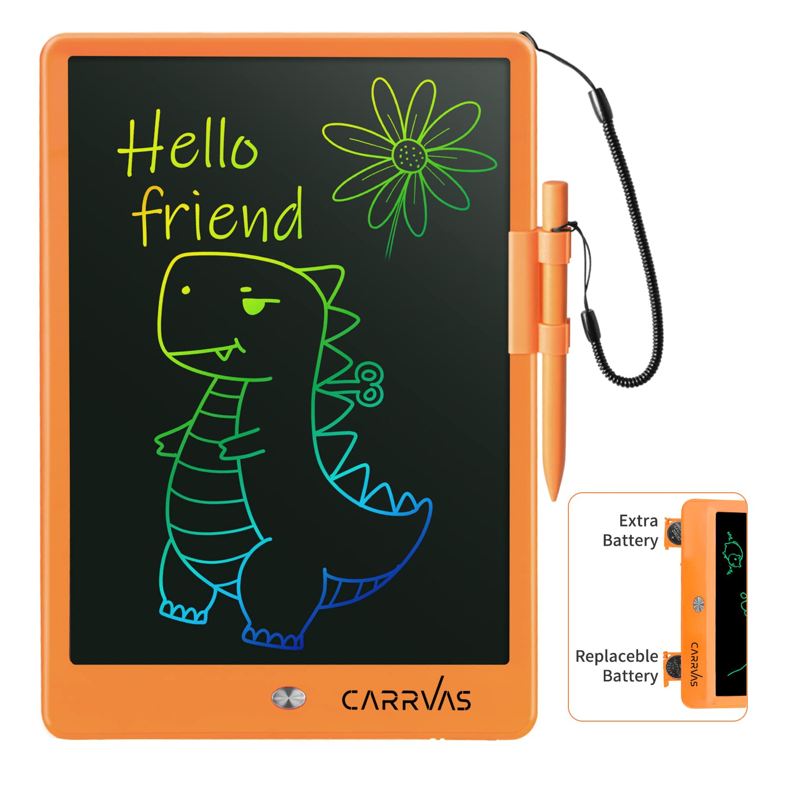 CARRVAS LCD Writing Tablet 10 Inch Colorful Drawing Pad for Kids Reusable Electronic Doodle Board Educational Learning Toys for 3 4 5 6 7 8 Years Old Toddler Boys Girls Home School