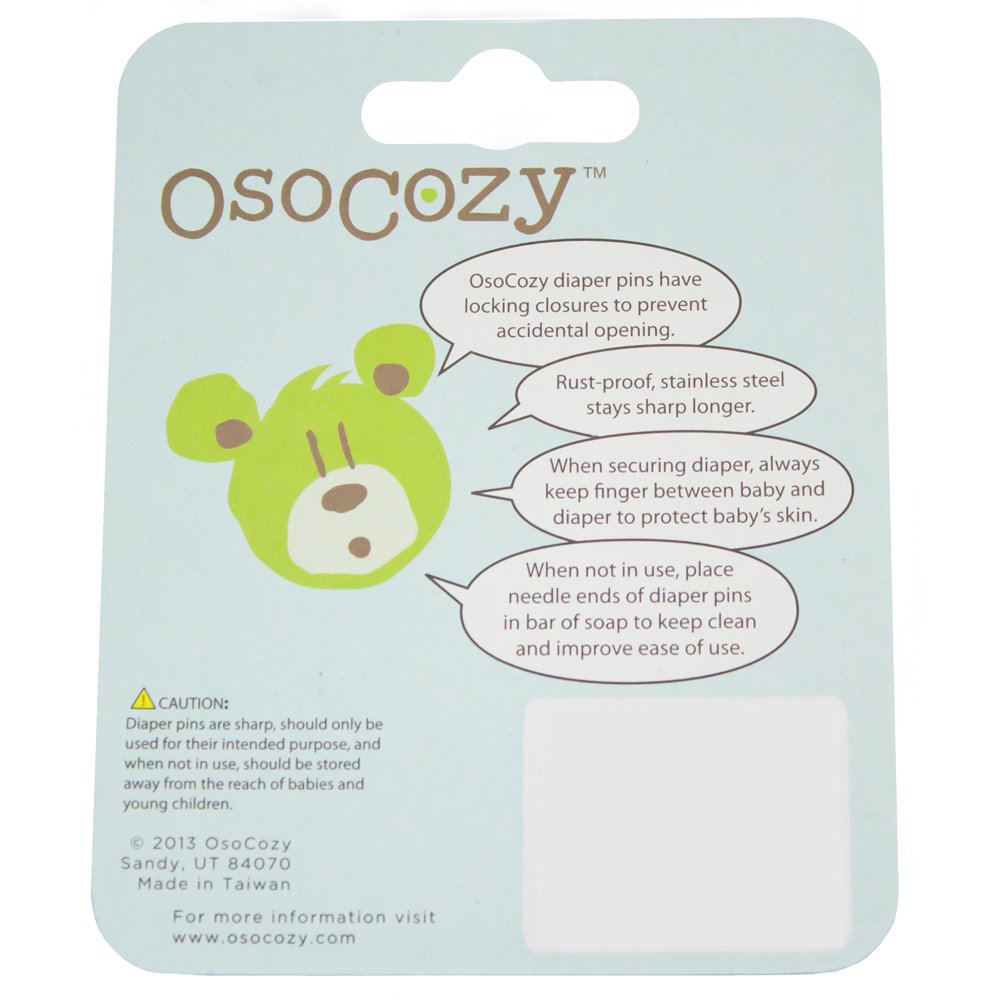 OsoCozy Diaper Pins - {White} - Sturdy, Stainless Steel Diaper Pins with Safe Locking Closures - Use for Special Events, Crafts or Colorful Laundry Pins , 8 Count (Pack of 1)