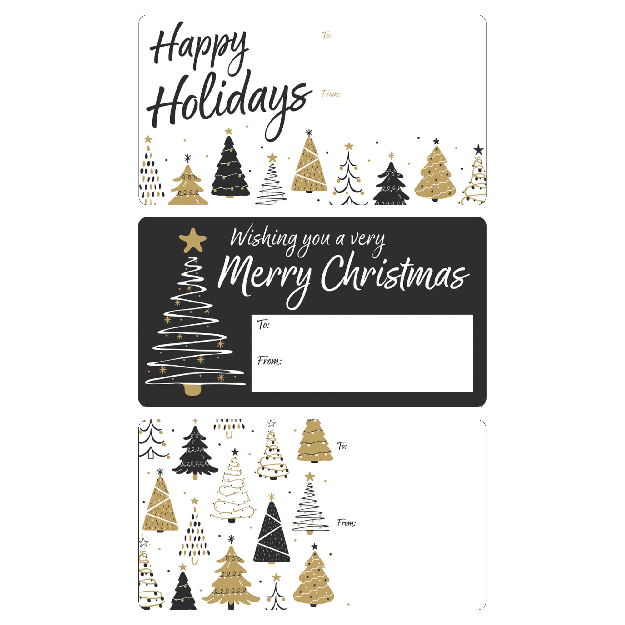 Black and Gold Christmas Gift Tags, 75 Gift Wrap Tags, Peel and Stick Christmas Gift Tags
