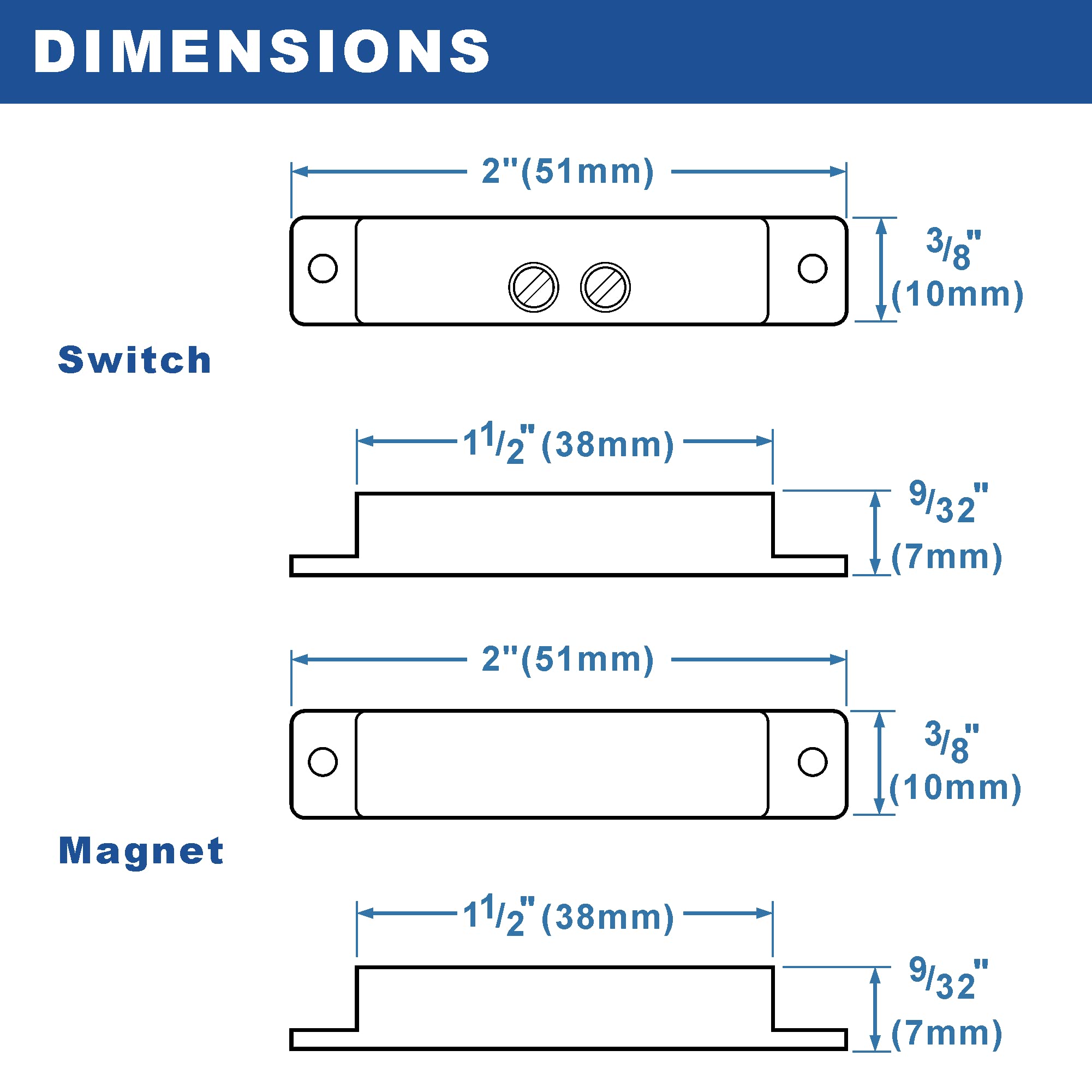 UHPPOTE Normal Closed Wired Screw-Terminal Surface-Mount Magnetic Contact for Window Door Security (Pack of 5)