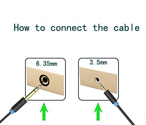 EVNSIX Audio Instrument Cable - 5FT 1/8" Male to 1/4" Male Aux Jack TRS Stereo Audio Cable for iPhone, iPod,Guitar Laptop Amplifier Microphone/24K 15U Gold Plated PVC Infection Molding Shell