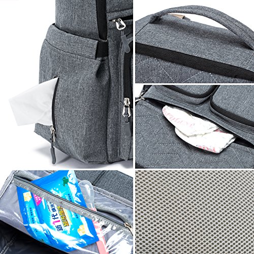 SoHo NY Diaper Backpack Bag 4Pc Chevron, Gray