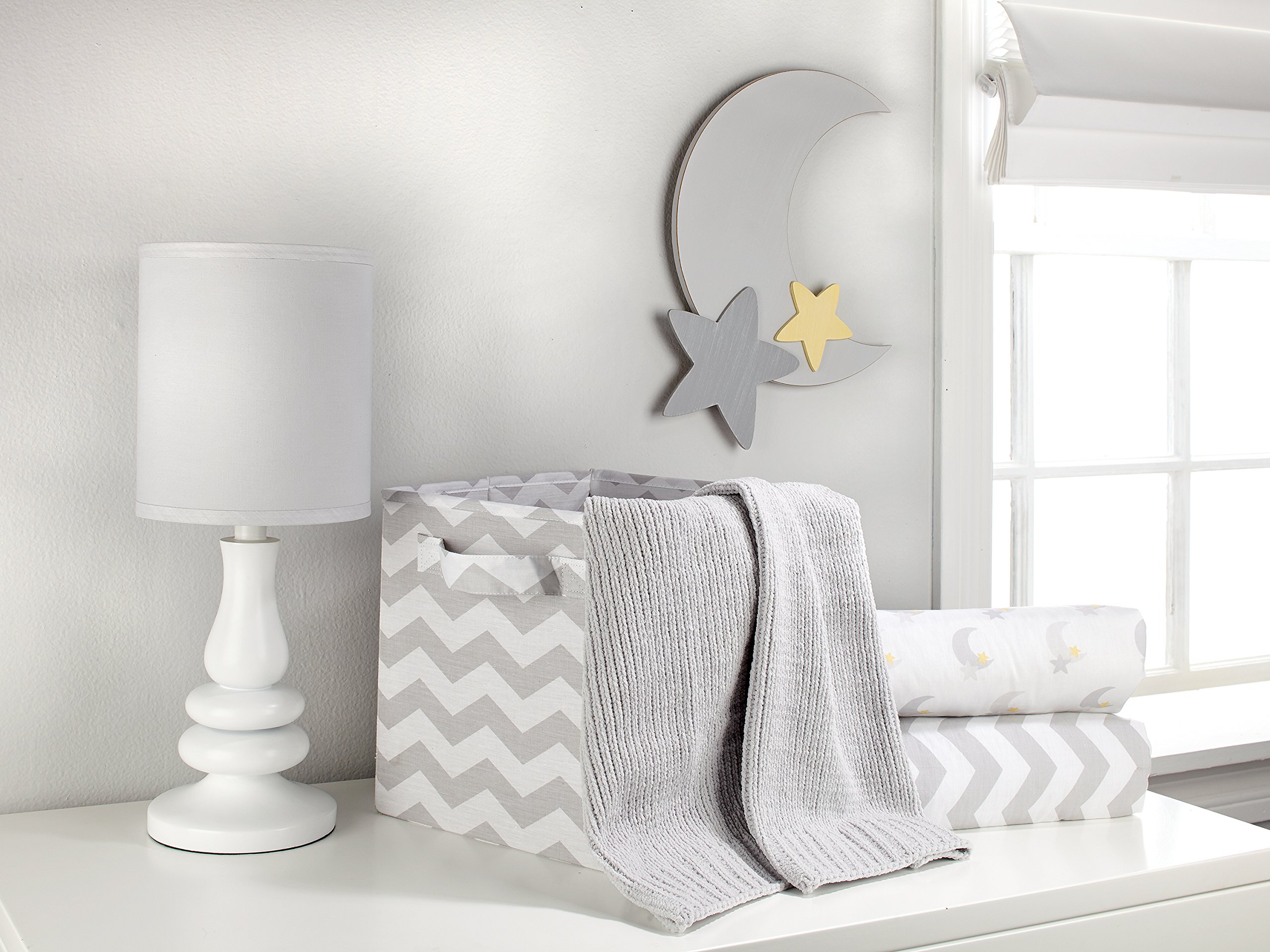NoJo Little Love Separates Collection - 16” Weathered Grey Star and Moon Shaped Wall Art, Nursery, Bedroom or Playroom Décor