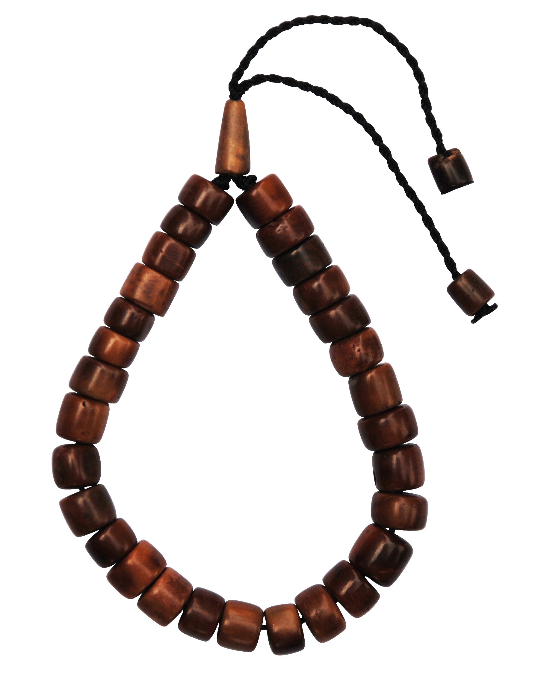 Adjustable Length 33-Bead Disc-shaped Kuka Koka Seed Tasbih Bracelet Wrist Sibha Misbaha Subha Dhikr Beads 6.5-8 Inches in GIFT BOX