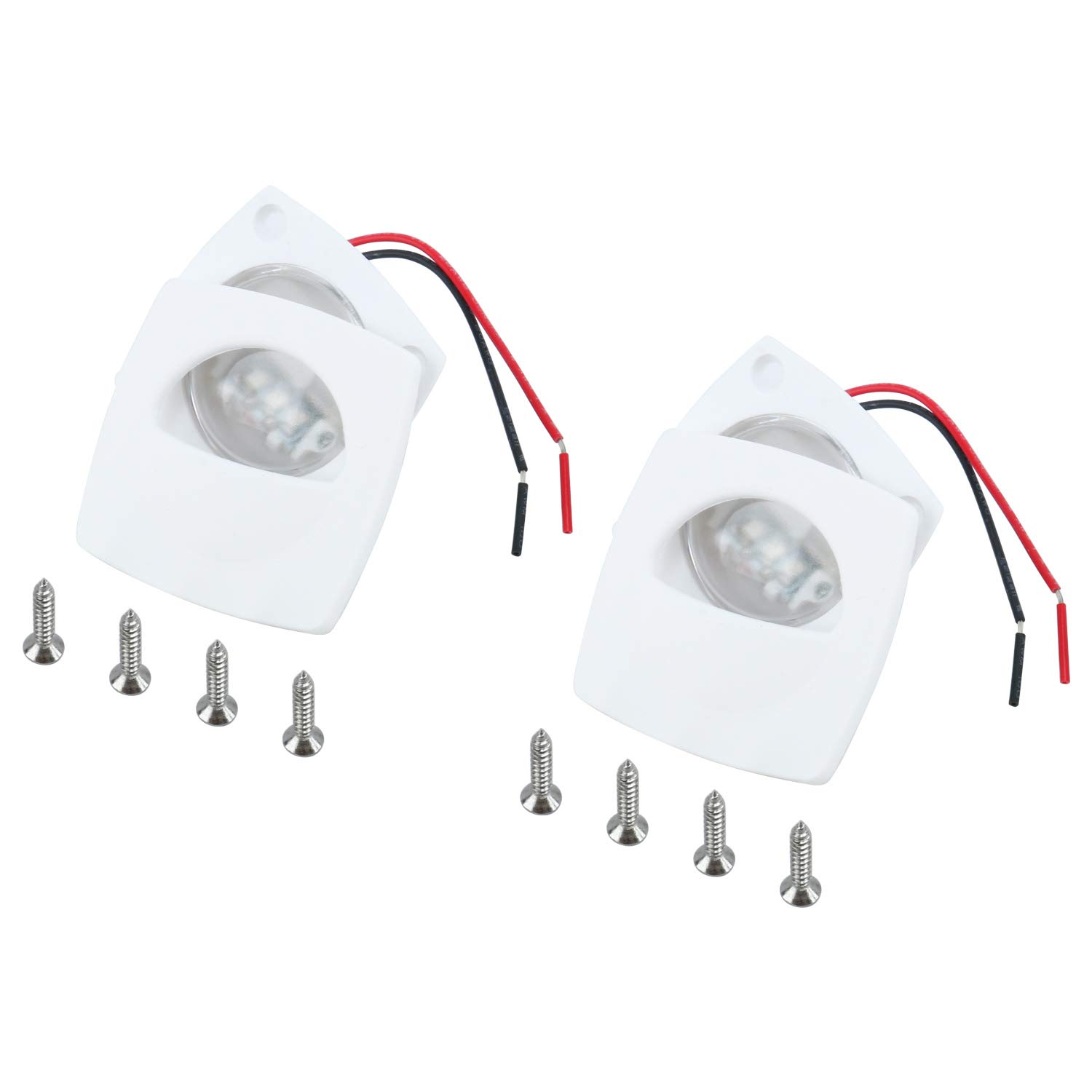 Amarine Made Boat Marine RV Auto 12 Volt LED Square Courtesy Floor Light Companion Way Blue 12v Light -Bezel Color: White (2 PCS)