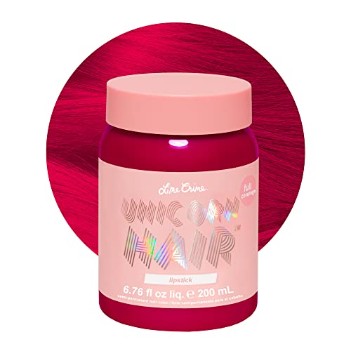 Lime Crime Full Coverage Unicorn Hair Dye, Lipstick - Damage-Free Semi-Permanent Hair Color Conditions & Moisturizes - Temporary Hair Tint Kit Has A Sugary Citrus Vanilla Scent - Vegan