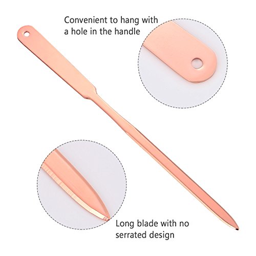 Outus 2 Pack Letter Openers Envelope Opener Stainless Steel Hand Letter Envelope Knife Lightweight Envelope Slitter (Rose Gold)