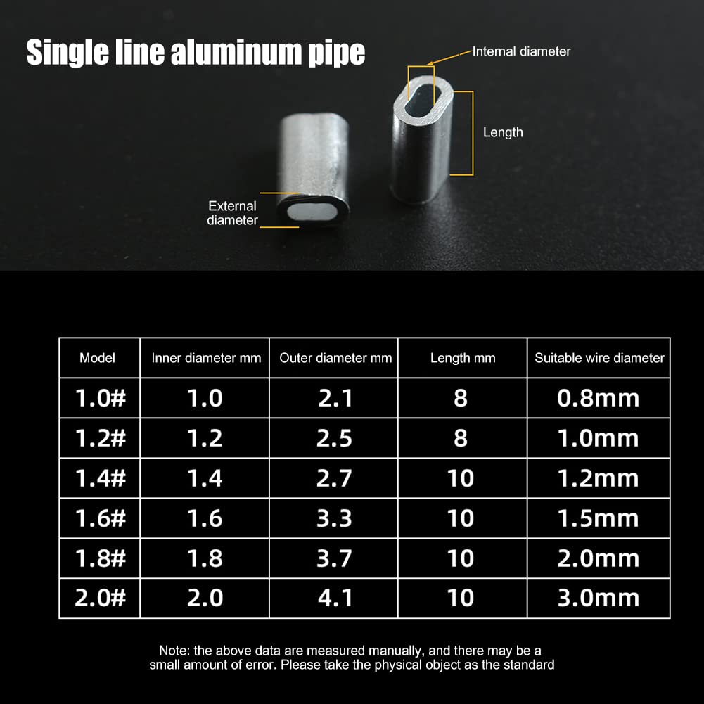 Awakingdemi 200/250pcs Aluminum Fishing Single Double Barrel Crimping Tube Wire Pipe Crimp Sleeves Tackle Connector Line Accessories Tools